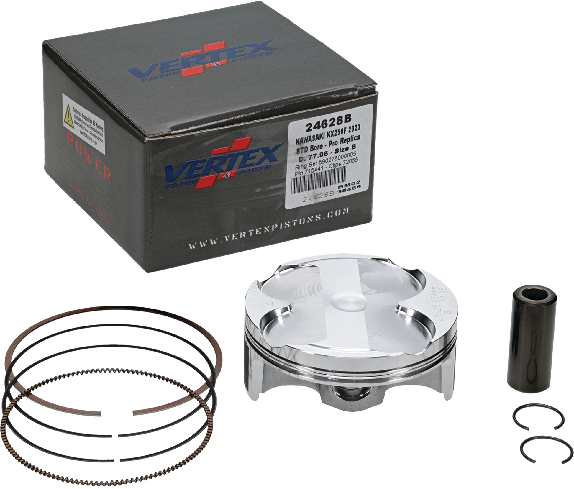 VERTEX VERTEX - Forged Replica Piston Kit - Part Number 24628B - Fits Various Models 24628B ...